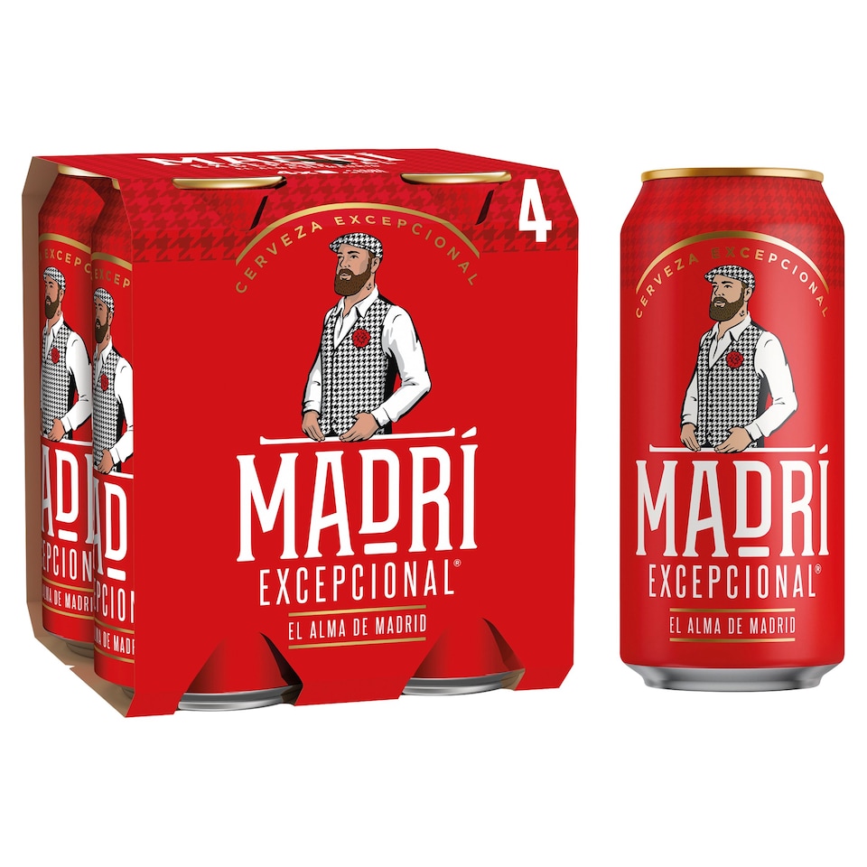 Madri Excepcional Premium Lager 4X440ml - Tesco Groceries