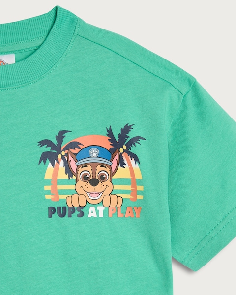 Paw Patrol Pure Cotton Pups at Play Slogan Pyjama Set in Green - Tesco ...