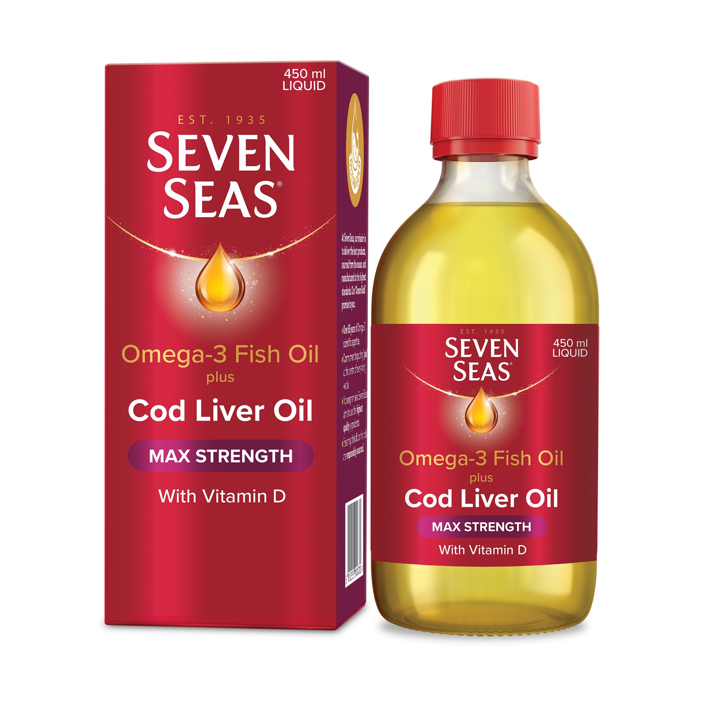 Seven Seas Max Strength Cod Liver Oil Liquid 450ML - Tesco Groceries