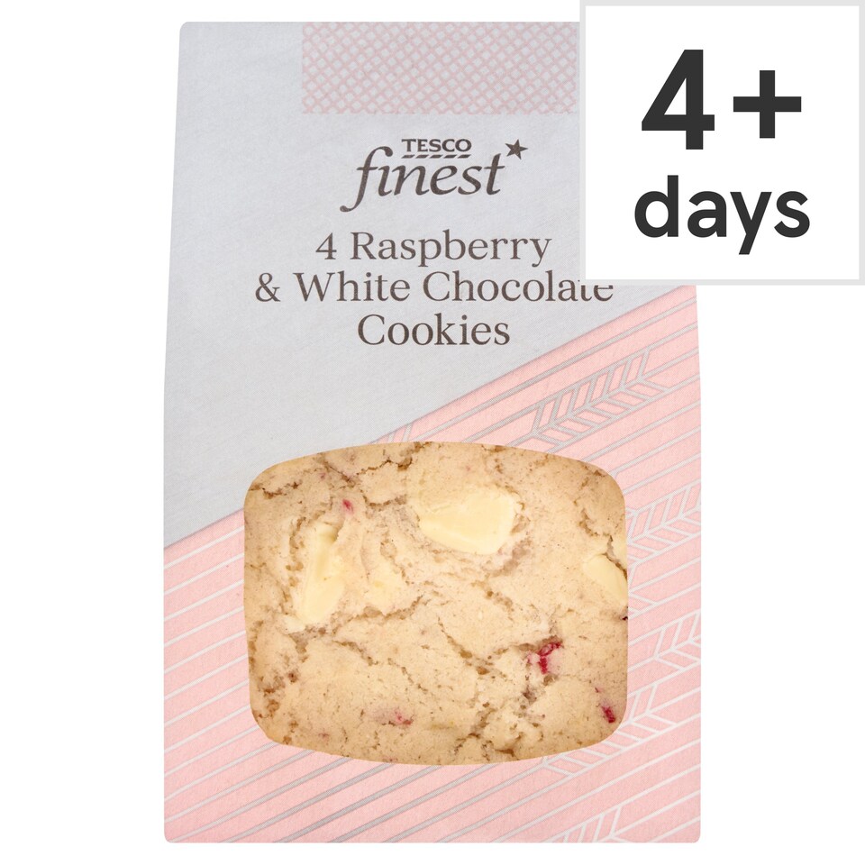 Tesco Finest Raspberry & White Chocolate Cookies 4 Pack - Tesco Groceries