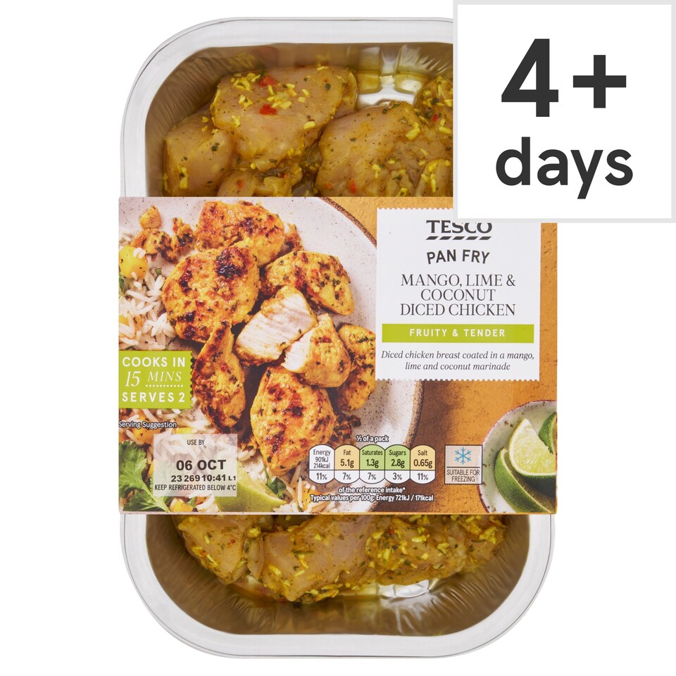 Tesco Mango, Lime & Coconut Diced Chicken 300G - Tesco Groceries