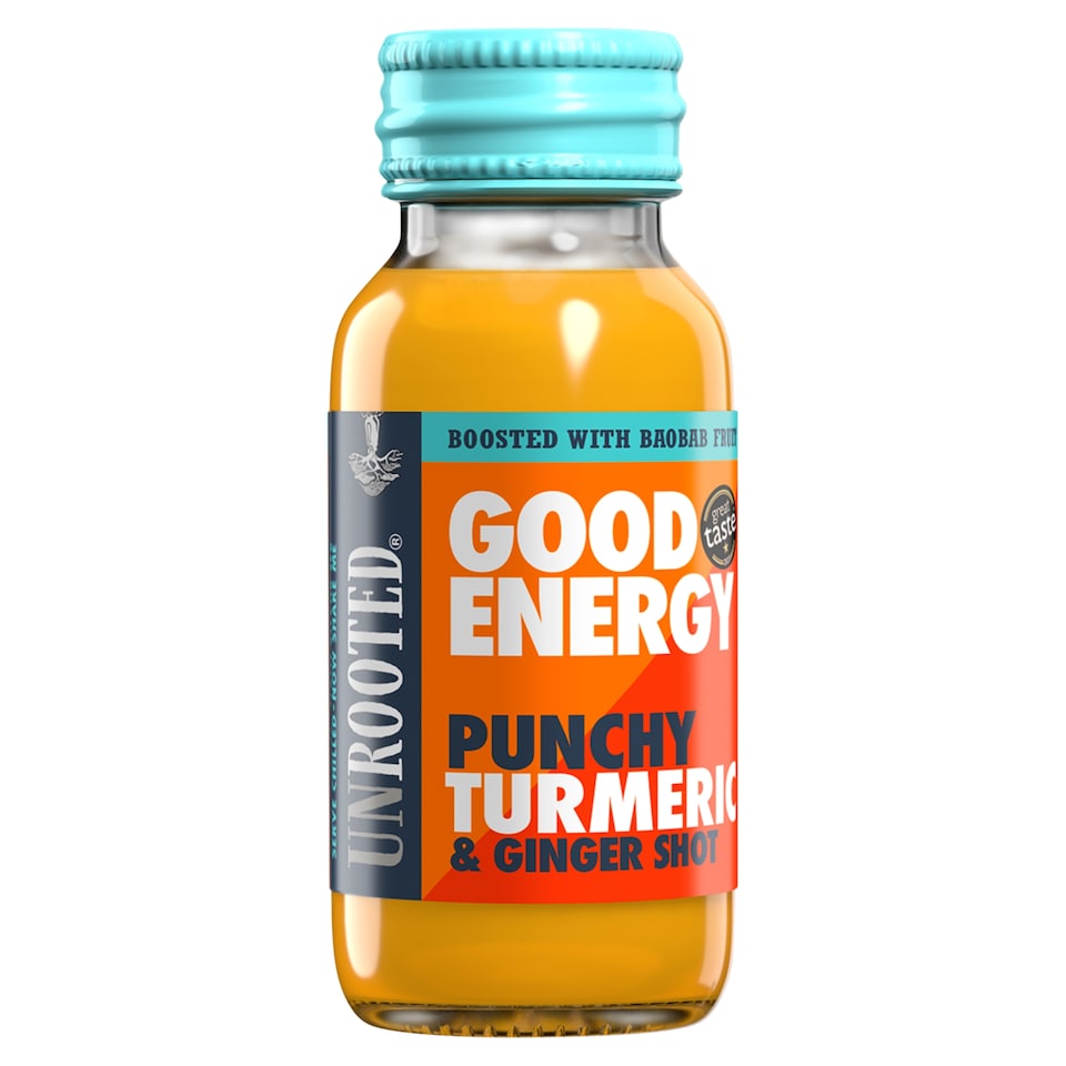Unrooted Good Energy Punchy Turmeric and Ginger Shot 60ml - Tesco Groceries
