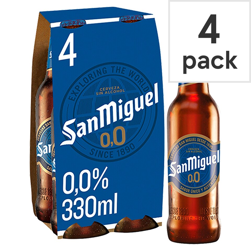 San Miguel Especial Alcohol Free 0,0% Lager Beer Bottle 4x330ml - Tesco ...