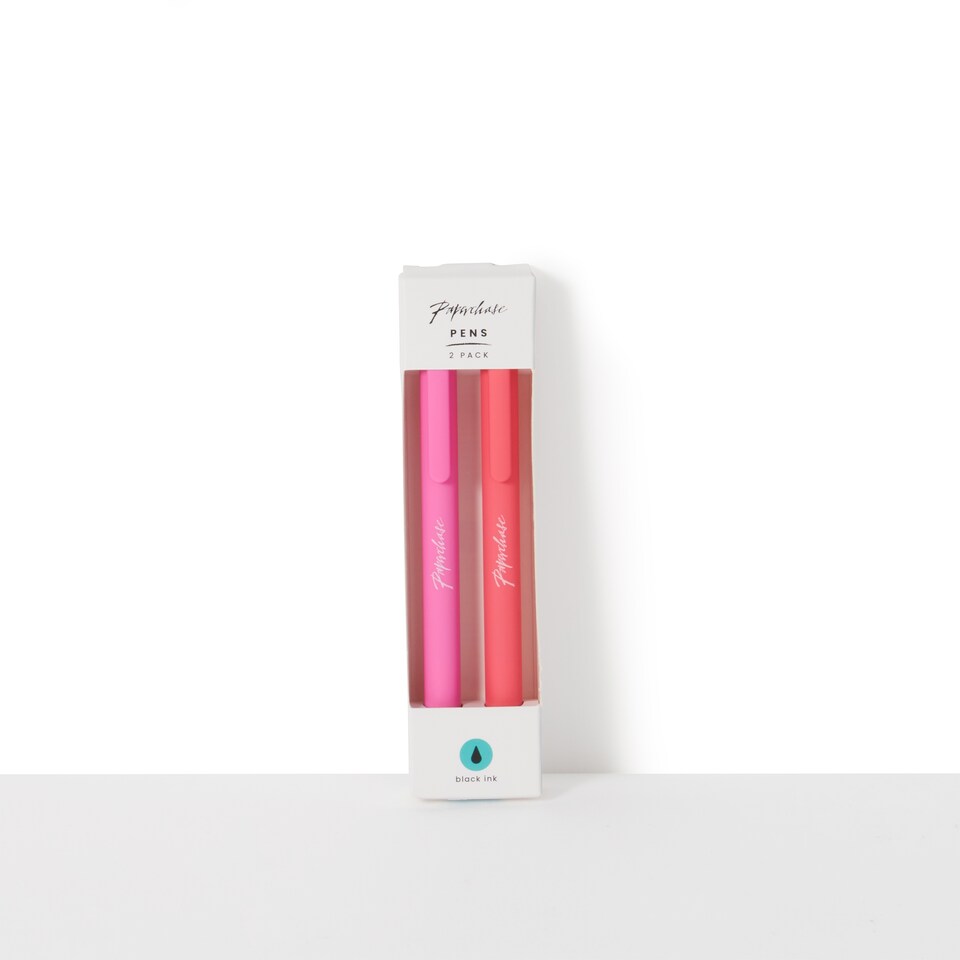 Paperchase Rainbow 2 Pack Ballpoint Pens - Pink/Red - Tesco Groceries