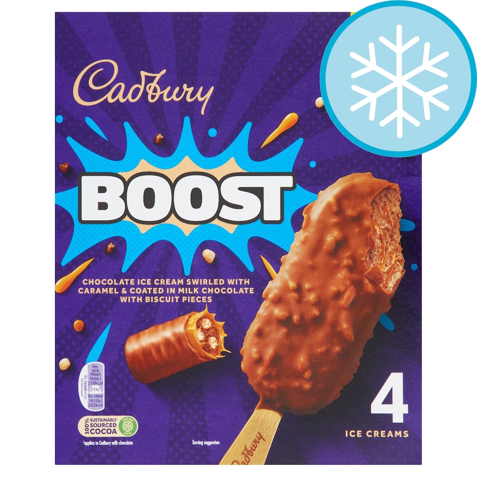 Cadbury Boost Ice Cream Sticks 4X90ml - Tesco Groceries