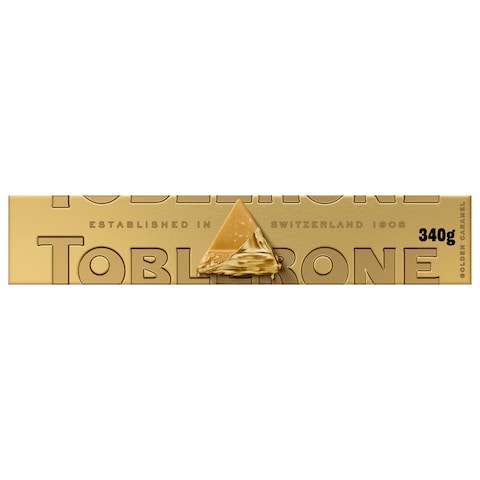 TOBLERONE GOLDEN CARAMEL WITH HONEY & ALMOND NOUGAT 340G - Tesco Groceries