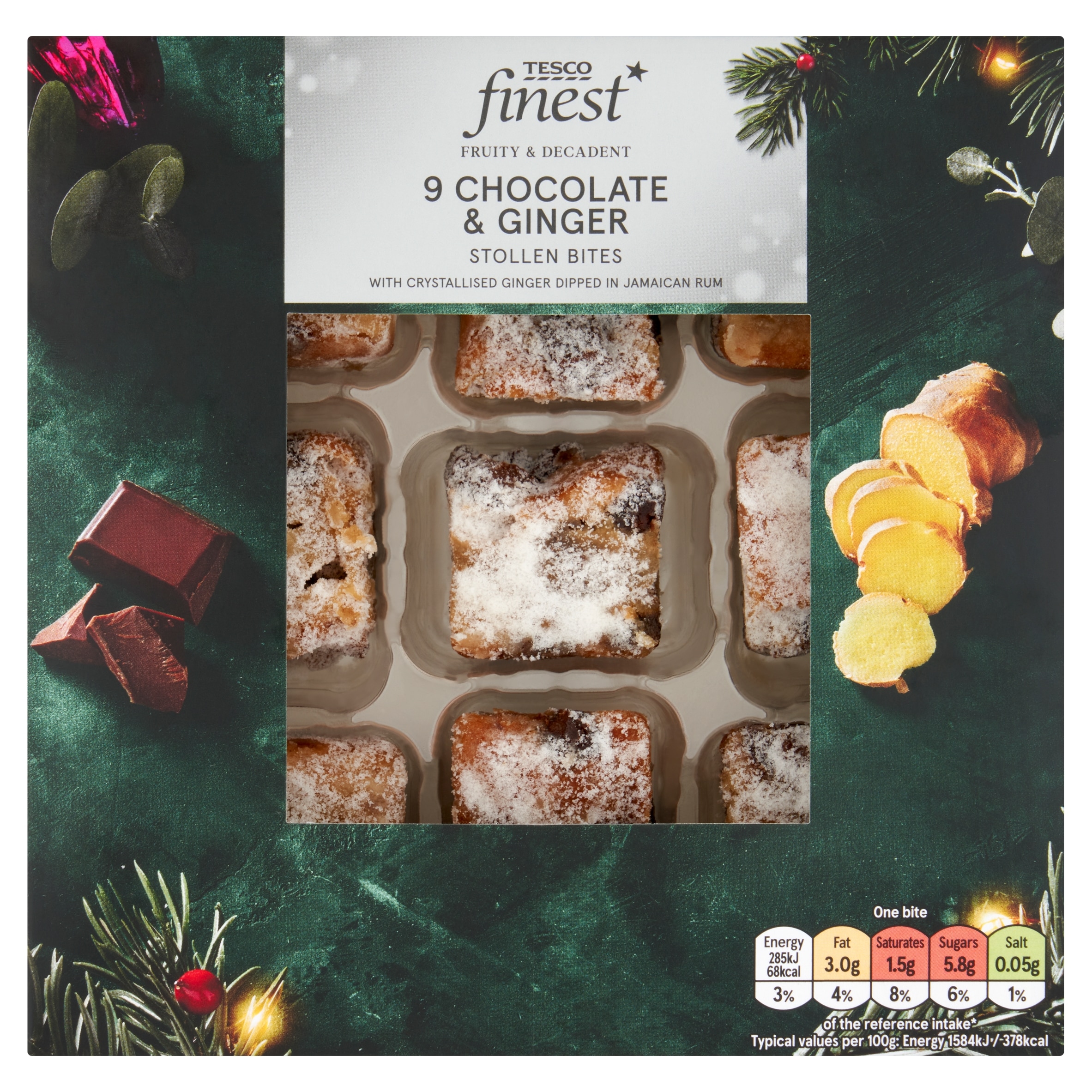 Tesco Finest Chocolate and Ginger Stollen Bites 9 pack - Tesco Groceries