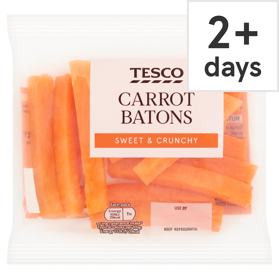 Tesco Carrot Batons Snack Pack 80g - Tesco Groceries