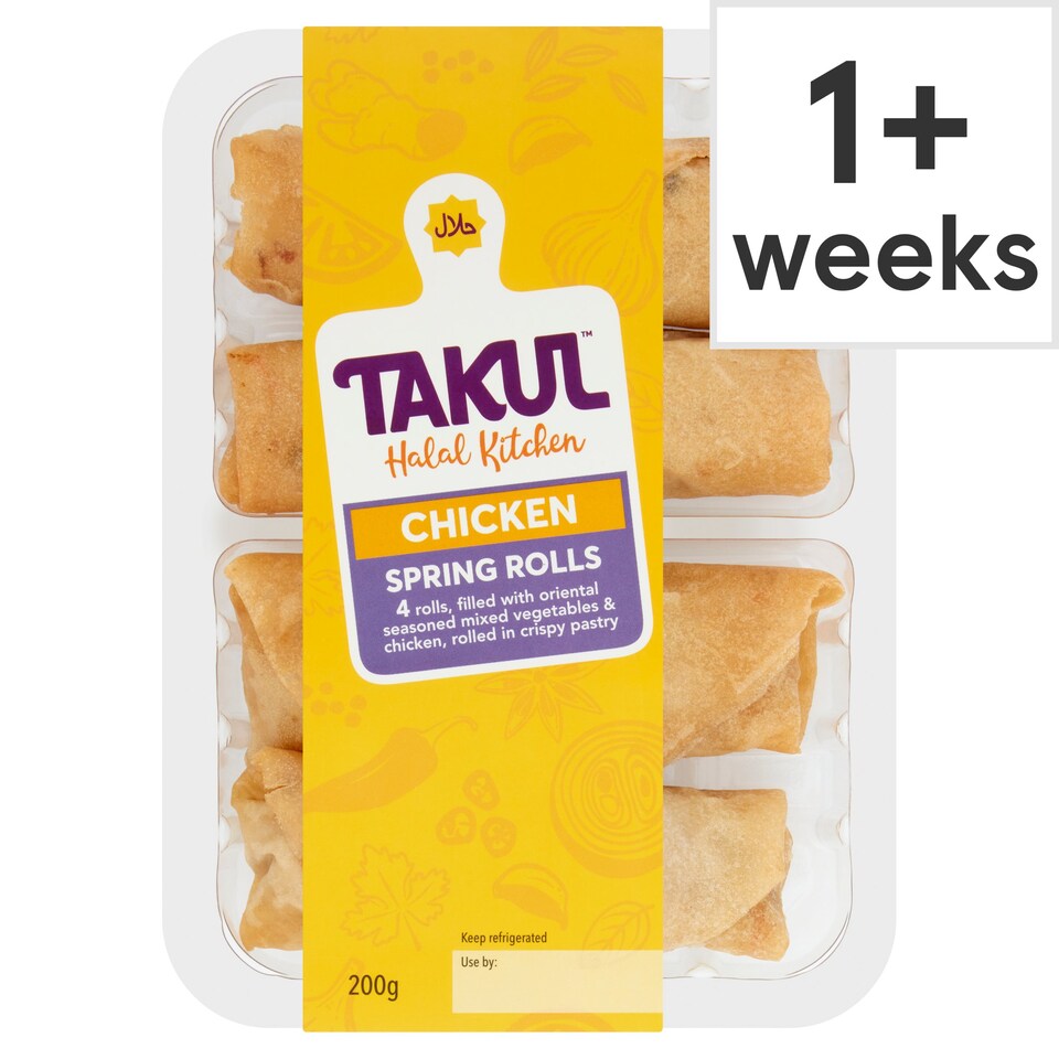 Takul Halal Kitchen 4 Chicken Spring Rolls 200G - Tesco Groceries