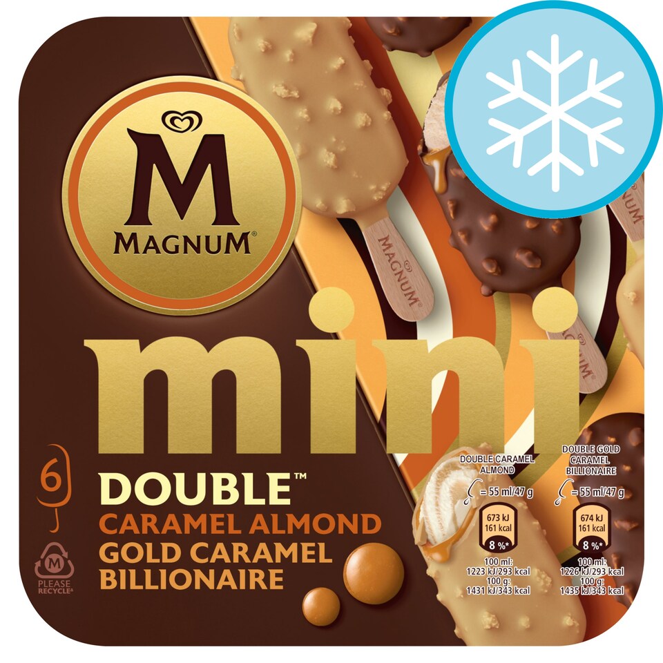 Magnum Mini Double Caramel Almond & Billionaire Ice Cream Sticks 6x55ml ...