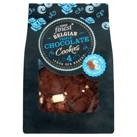 Tesco Finest 4 Triple Belgian Chocolate Cookies - Tesco Groceries