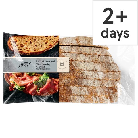 Tesco Finest Red Leicester & West Country Cheddar Sourdough Bread 400G ...