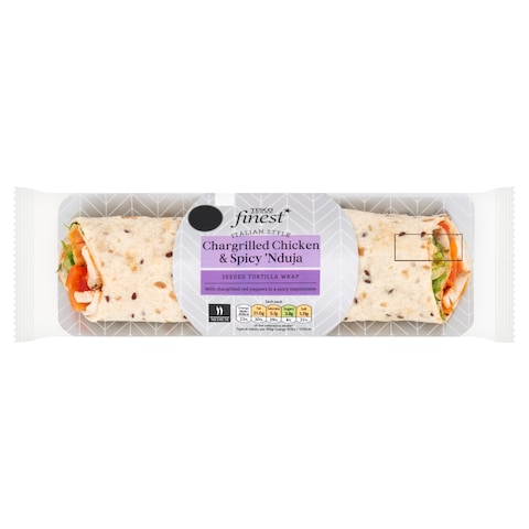 Tesco Finest Chargrilled Chicken Spicy 'Nduja Seeded Tortilla Wrap ...