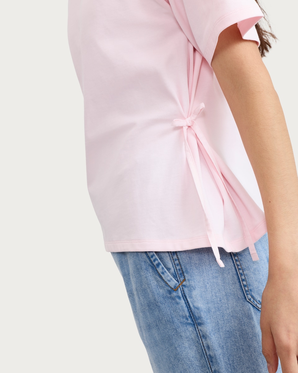 F&F Pure Cotton Side Tie Short Sleeved T-Shirt in Pink - Tesco Groceries
