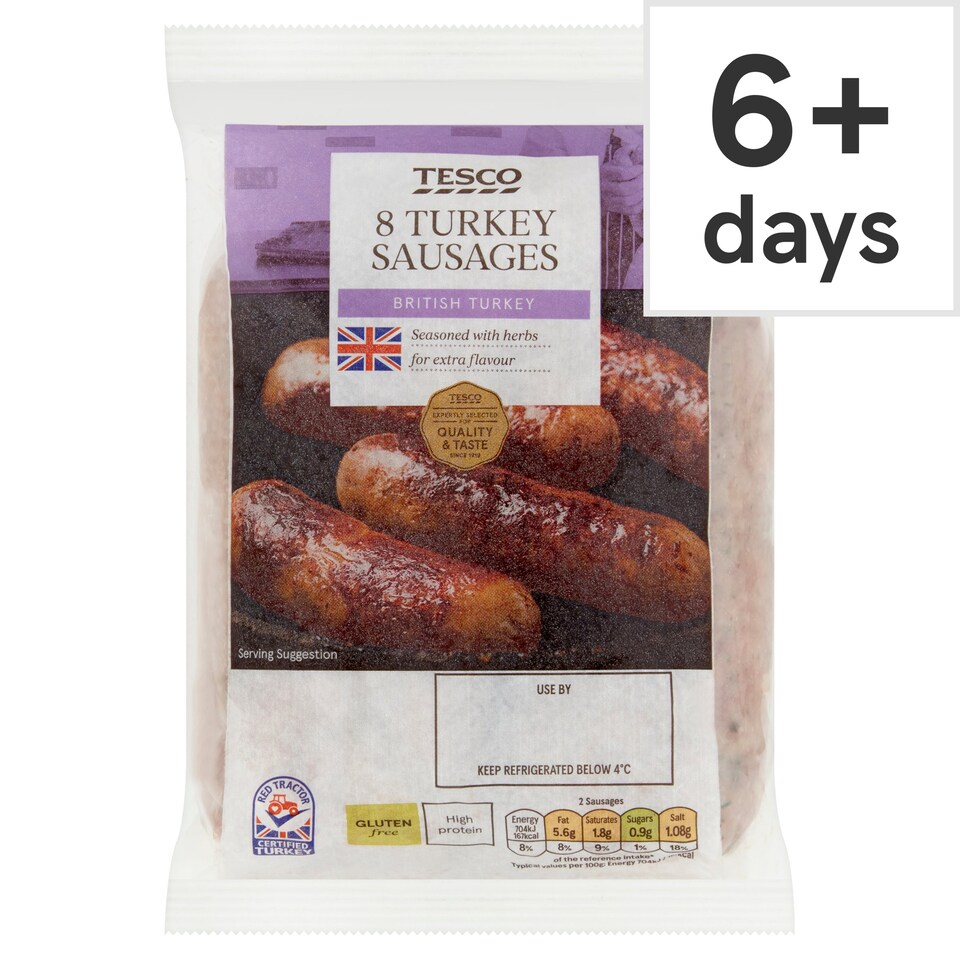 Tesco 8 Turkey Sausages 454G - Tesco Groceries