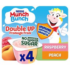 Munch Bunch Double Up Fromage Frais No Added Sugar Raspberry And Peach ...