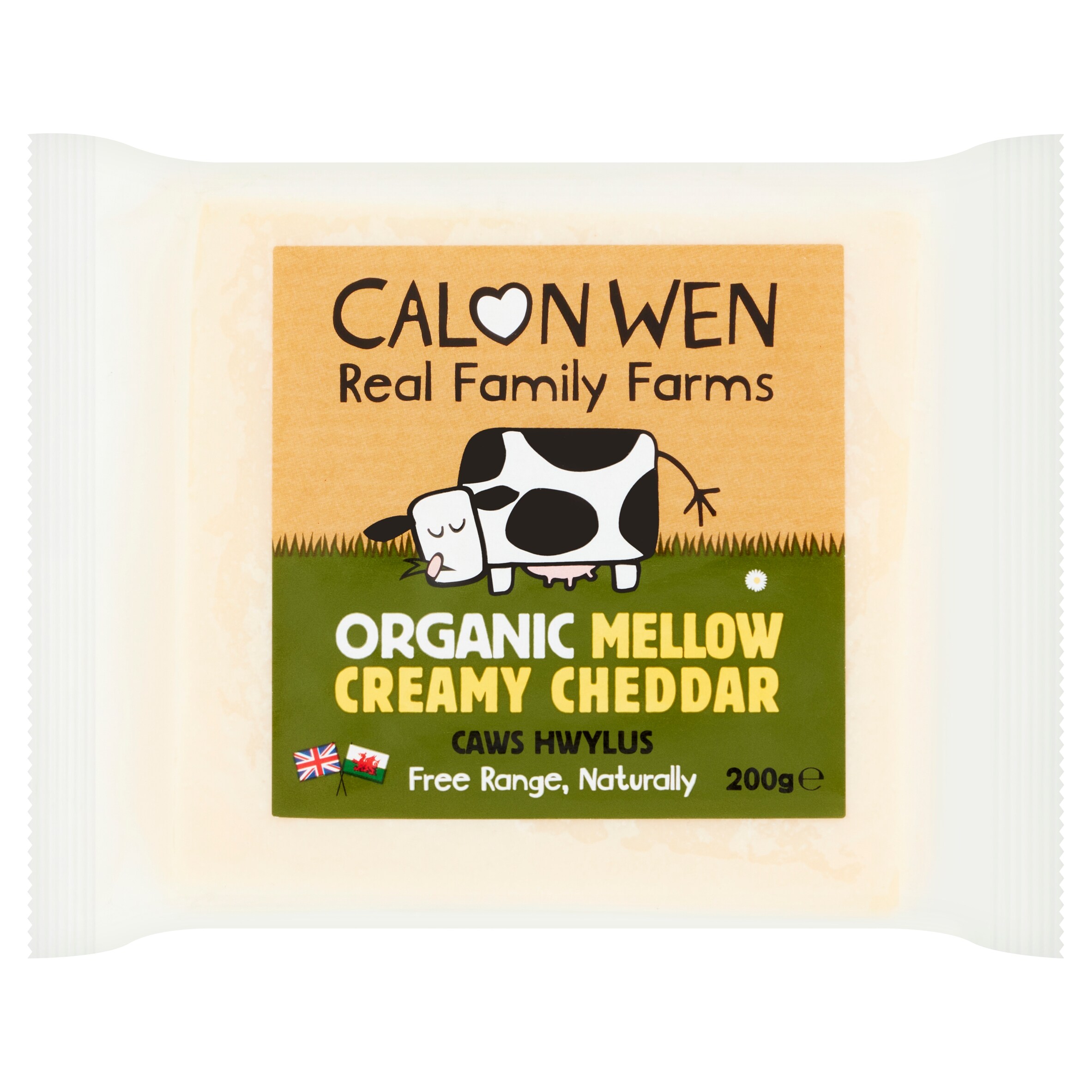 CALON WEN MELLOW ORGANIC CHEDDAR CHEESE 200 g - Tesco Groceries