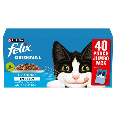 Felix Original Fish Selection in Jelly Cat food 40x85g - Tesco Groceries