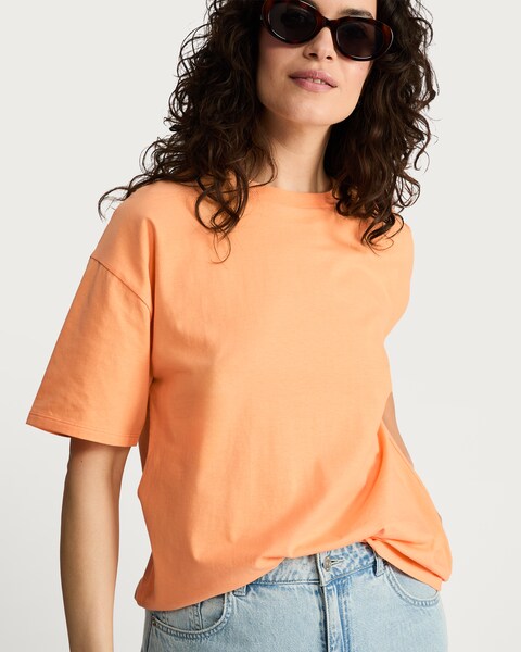 F&F Oversized Short Sleeved Boyfriend Tee in Orange - Tesco Groceries