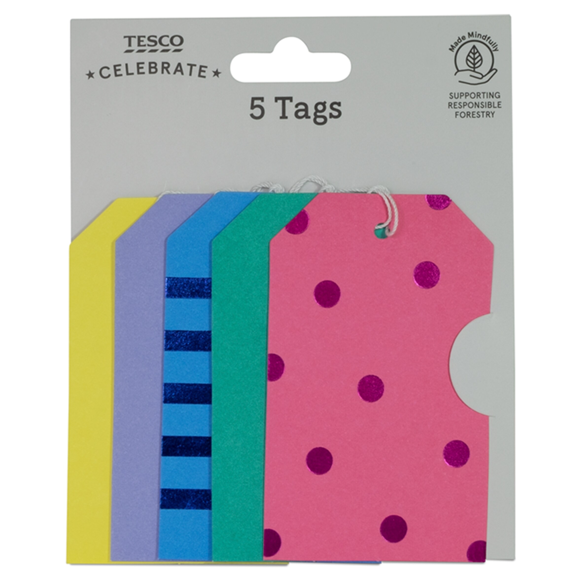 Tesco Multi Colour Tags 5 Pack - Tesco Groceries