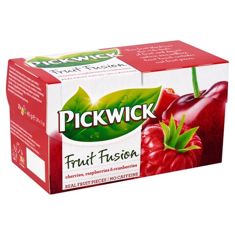 Pickwick Fruit Fusion Sour Cherry, Raspberry, Cranberry Flavoured Fruit-Herbal Tea 20 Tea Bags ...