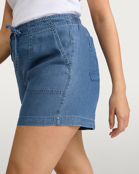 F&F TENCEL™ Drawstring Denim Shorts in Blue - Tesco Groceries
