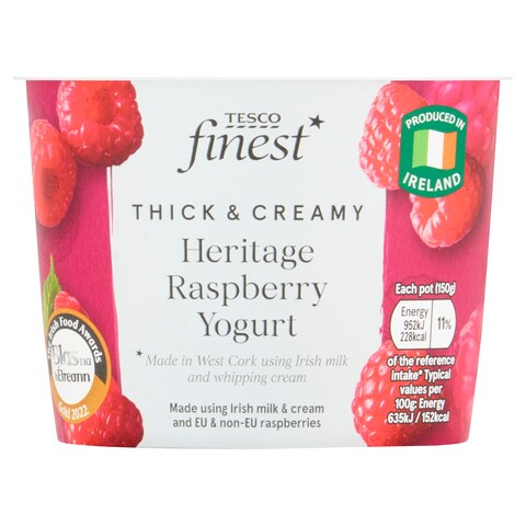 TESCO FINEST HERITAGE RASPBERRY YOGURT 150G - Tesco Groceries