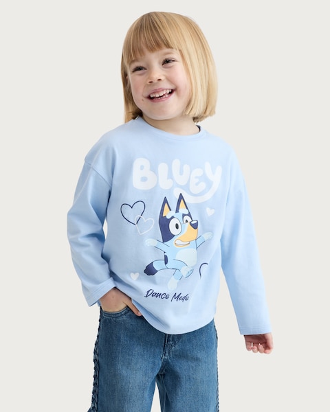 Bluey Pure Cotton Dance Mode Long Sleeved Top in Blue - Tesco Groceries