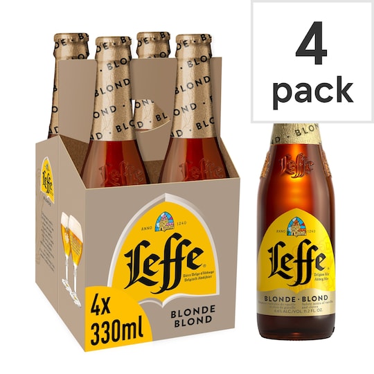 Leffe Blonde 4X330ml Bottle Belgium Speciality - Tesco Groceries