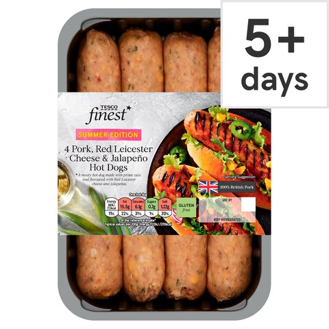Tesco Finest 4 Pork Cheese & Jalapeno Hot Dogs 400G - Tesco Groceries