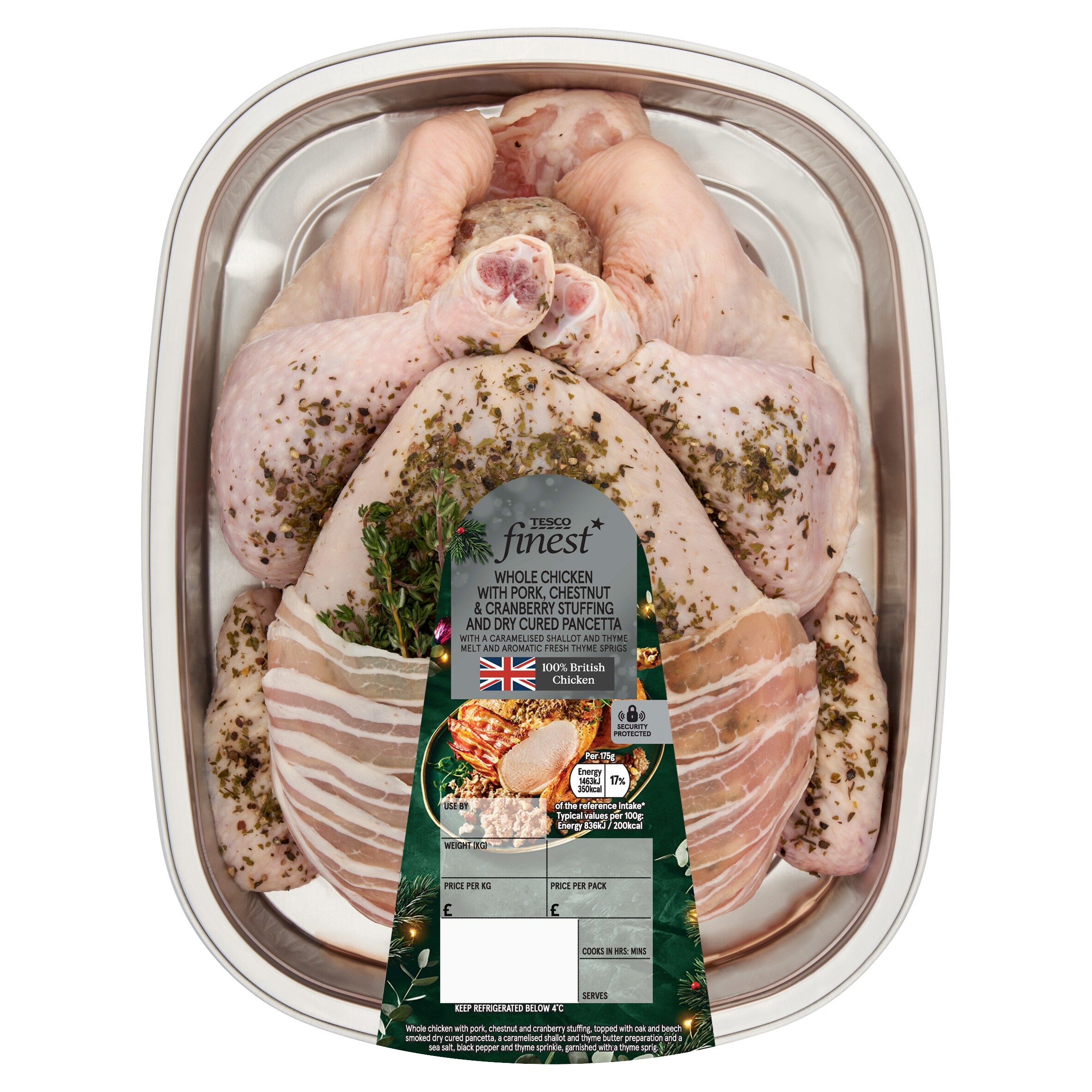 Tesco Finest Whole Chicken with Pork, Chestnut & Cranberry Stuffing and ...