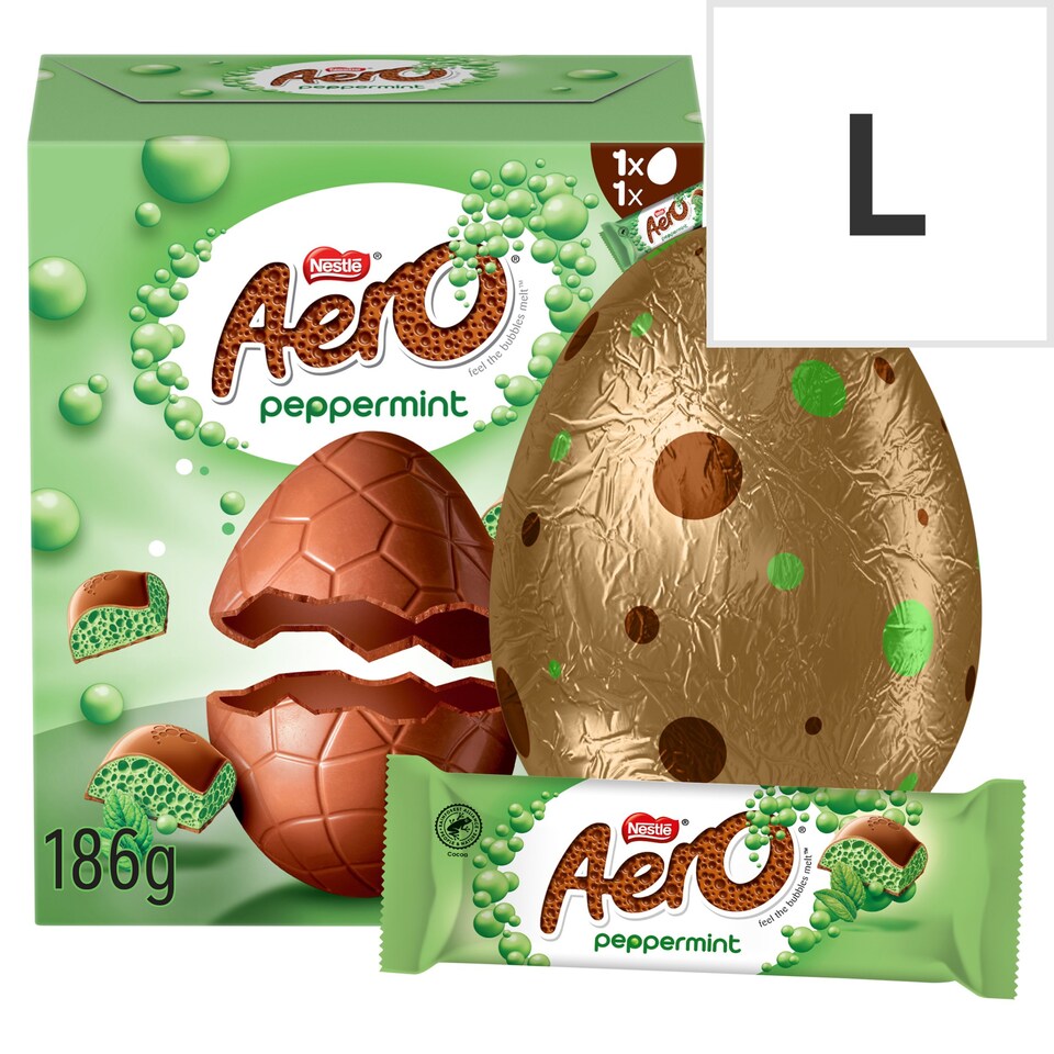 Aero Peppermint Milk Chocolate Easter Egg With Bar 186G - Tesco Groceries