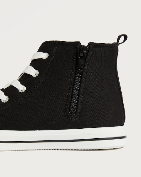 F&F High Top Canvas Trainers in Black - Tesco Groceries