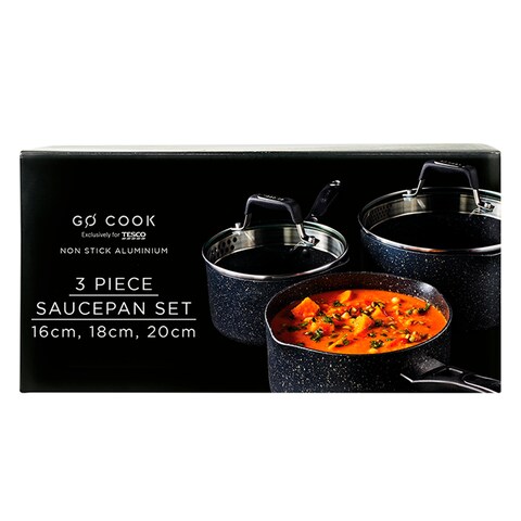 Go Cook Aluminium Marble Pan Set 16/18/20 - Tesco Groceries