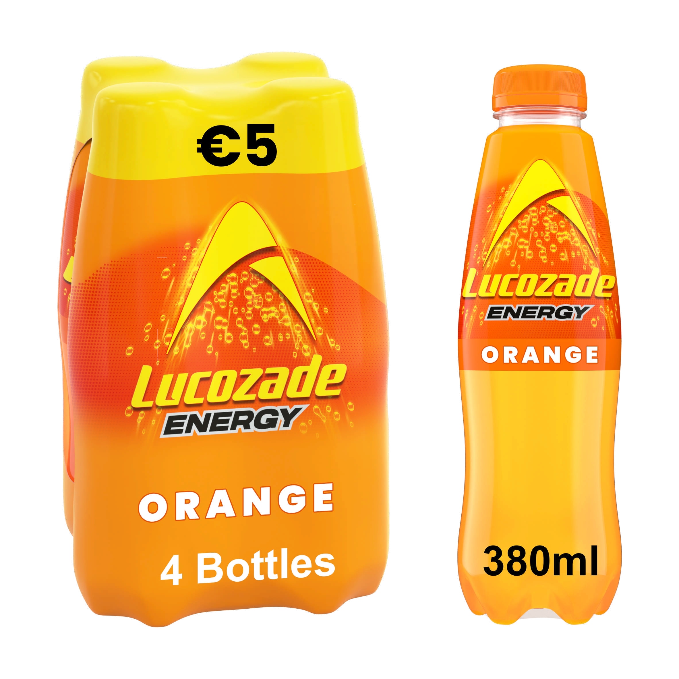 Lucozade Energy Orange Drink 4pk 380ml PMP - Tesco Groceries