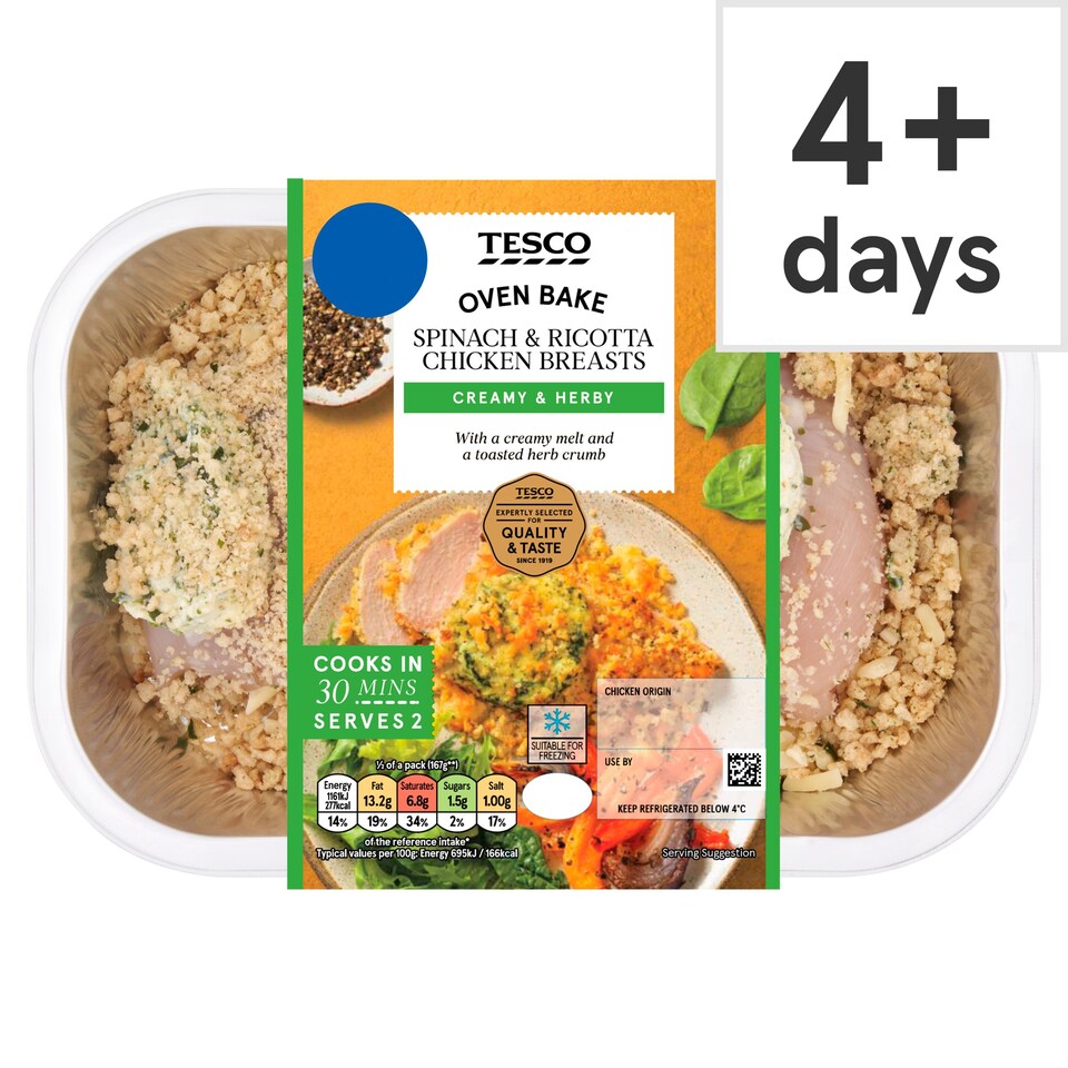 Tesco Spinach and Ricotta Chicken Breasts 360g - Tesco Groceries
