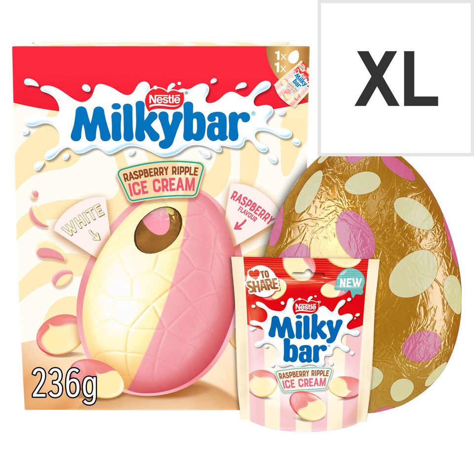 Milkybar Raspberry Ripple Ice Cream Easter Egg 236g - Tesco Groceries