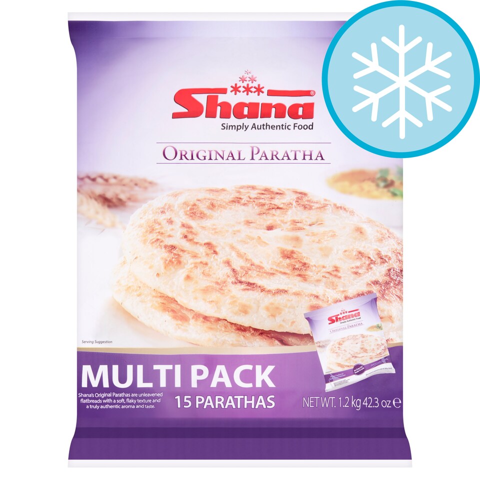 Shana Plain Multipack Paratha 15 Pack 1.2Kg - Tesco Groceries