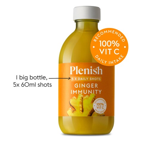 Plenish Ginger Immunity 5 x Daily Shots 300ml - Tesco Groceries