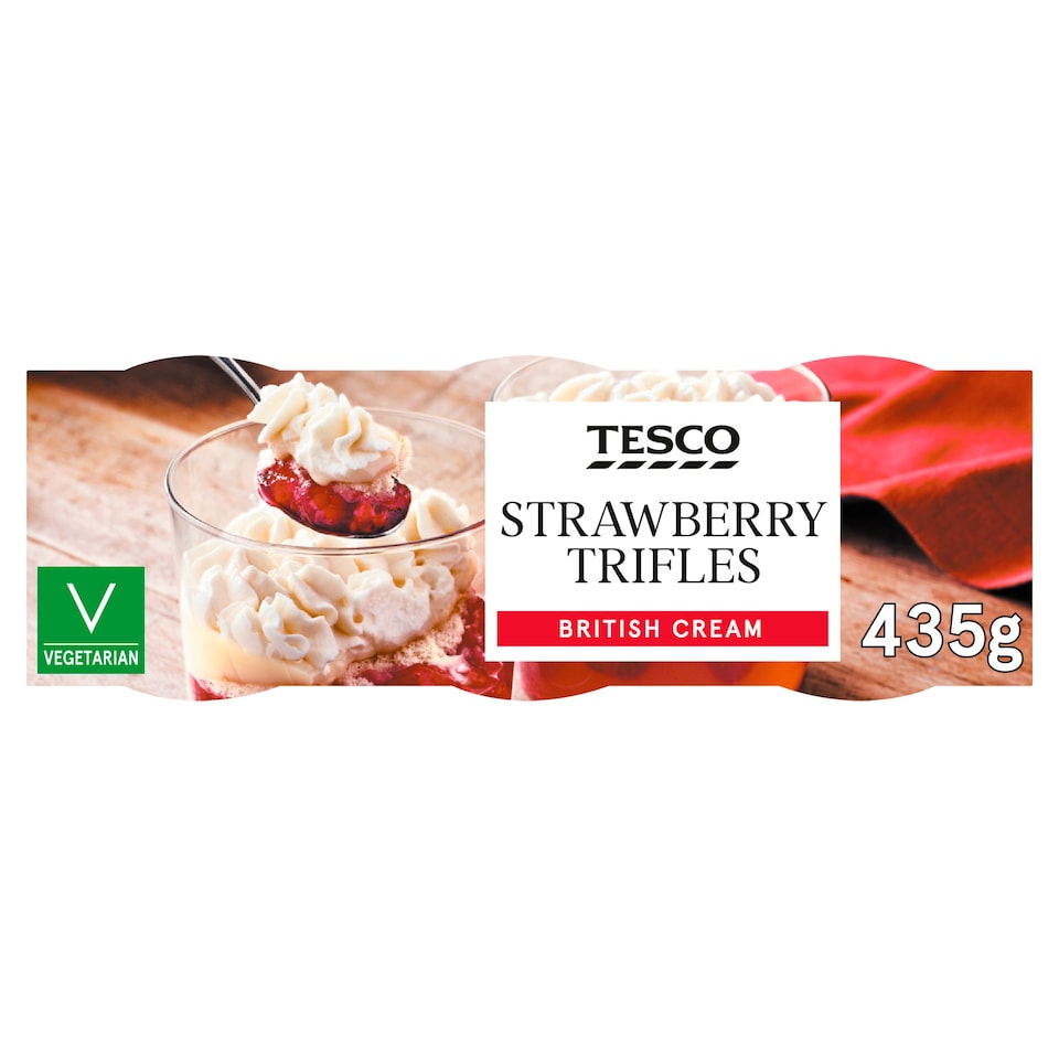 Tesco Strawberry Trifle Dessert 3 X145g - Tesco Groceries