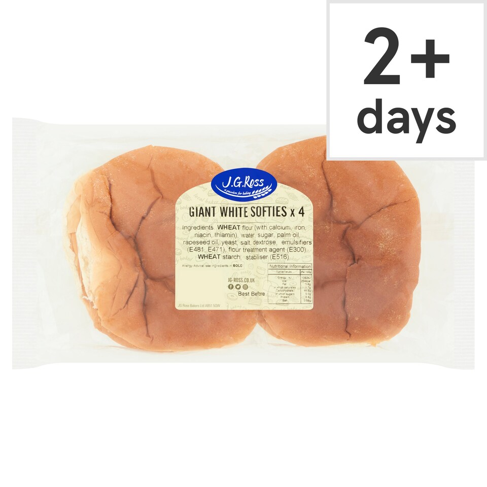 Jg Ross Giant White Softies 4 Pack - Tesco Groceries