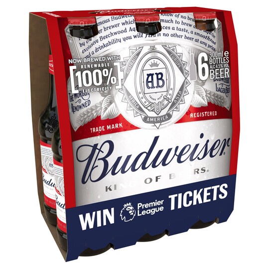 Budweiser 6X300ml - Tesco Groceries