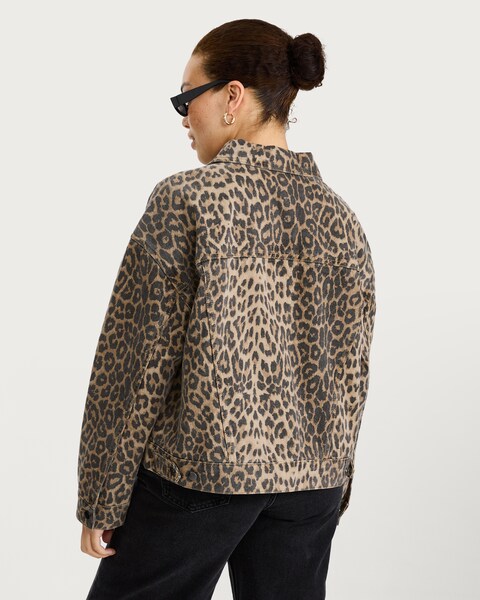 F&F Leopard Print Denim Jacket in Multi Brown - Tesco Groceries