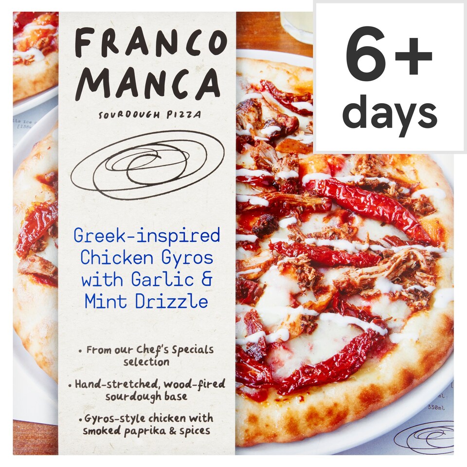 Franco Manca Greek Inspired Chicken Gyros Pizza with Garlic & Mint 470g ...