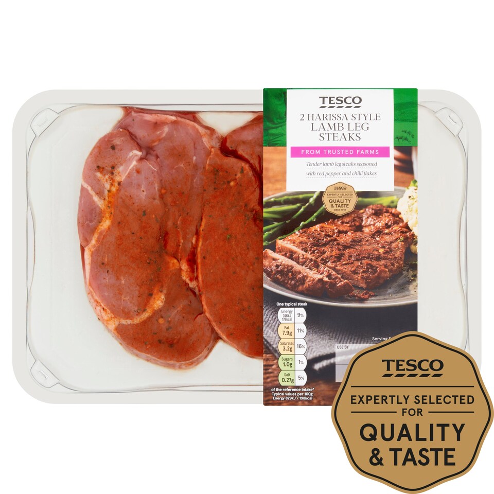 Tesco 2 Harissa Style Lamb Leg Steaks 250G - Tesco Groceries