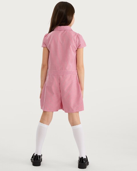 F&F School Girls 2-Pack Gingham Playsuit in Red - Tesco Groceries