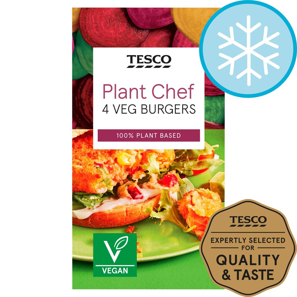 Tesco Plant Chef 4 Vegetable Burgers 454G - Tesco Groceries