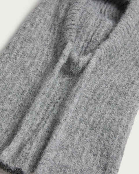 F&F Knitted Ribbed Drawstring Hooded Snood with Wool in Grey - Tesco ...