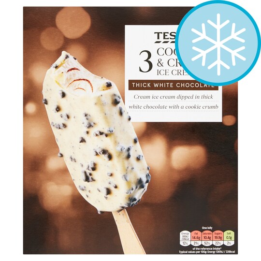 Tesco Cookies & Cream Ice Cream Sticks 3X110ml - Tesco Groceries