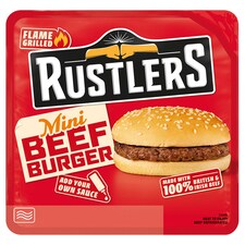 Rustlers Mini Beef Burgers 101G - Tesco Groceries